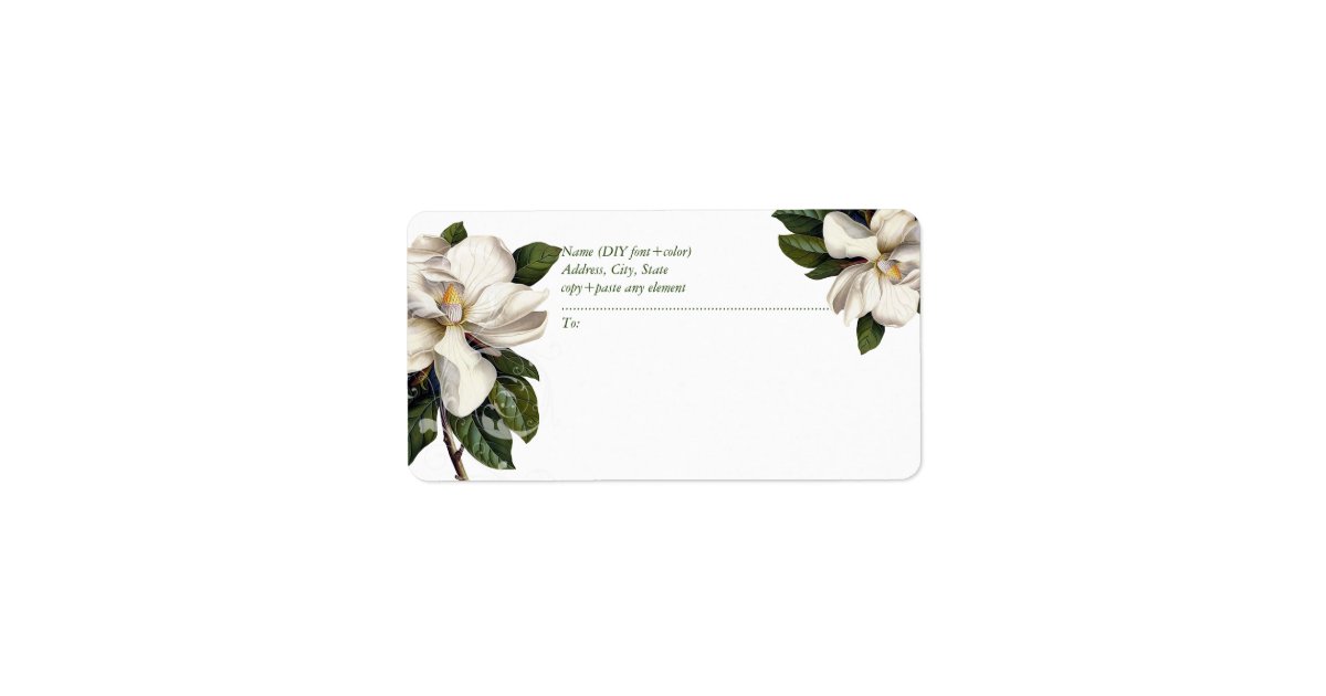 PixDezines Vintage Botanical Magnolia Label | Zazzle