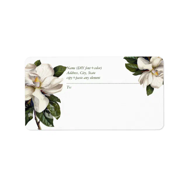 PixDezines Vintage Botanical Magnolia Label | Zazzle