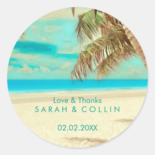 PixDezines vintage hawaii/beach/tropical Classic Round Sticker | Zazzle.com