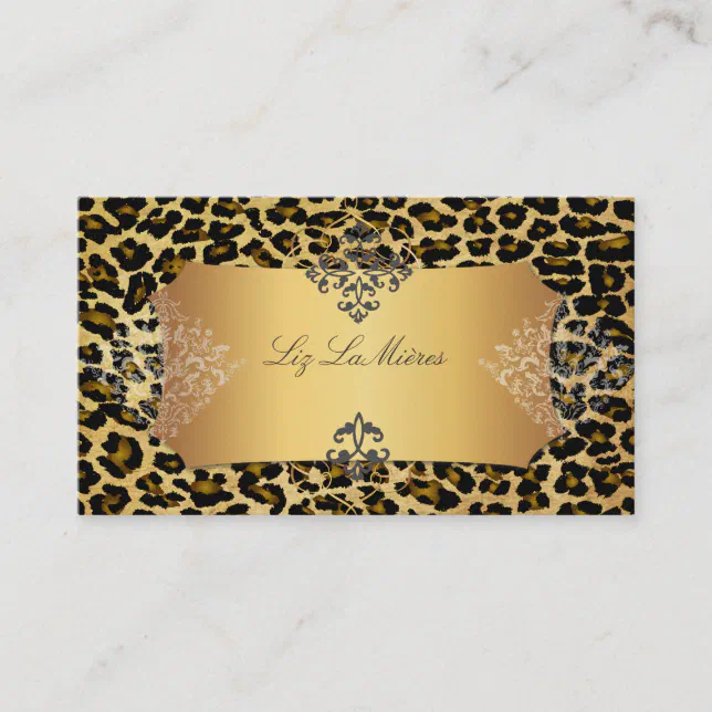 PixDezines Vintage leopard+damask Business Card | Zazzle