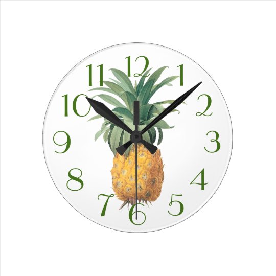 PixDezines Vintage Pineapple/DIY Color/Font Round Clock | Zazzle.com