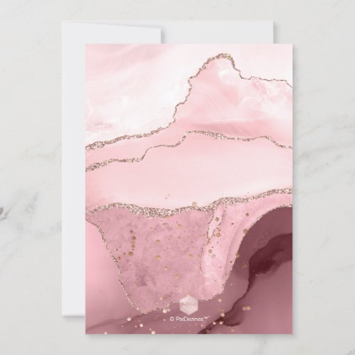 PixDezines Watercolor Rose Gold Agate Christening Invitation | Zazzle