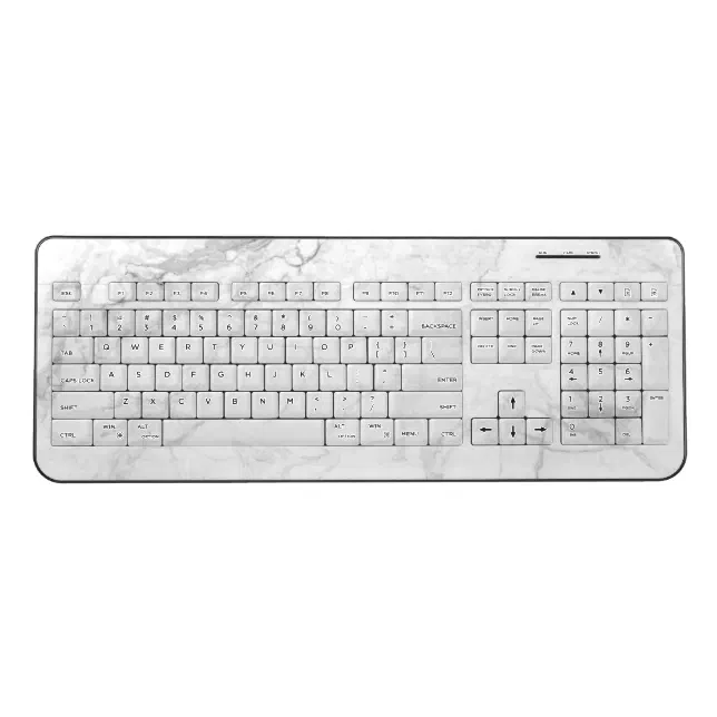 PixDezines WHITE MARBLE Wireless Keyboard | Zazzle