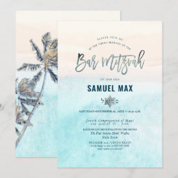 PixDezines white sand beach Bar Mitzvah Invita Invitation | Zazzle