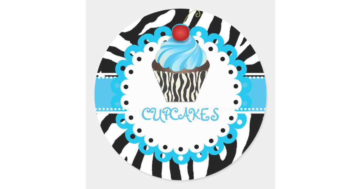 PixDezines zebra+cupcake/DIY color Classic Round Sticker | Zazzle