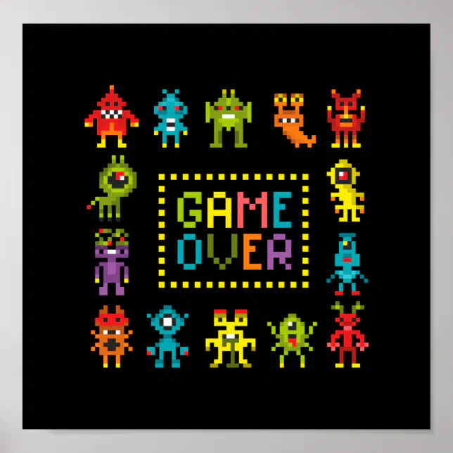 Pixel 8bit monsters poster | Zazzle