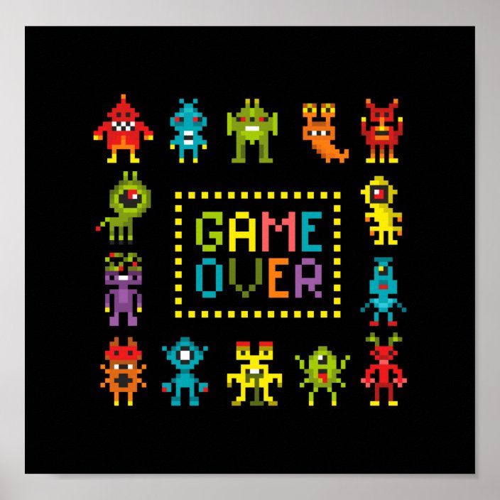Pixel 8bit monsters poster | Zazzle.com