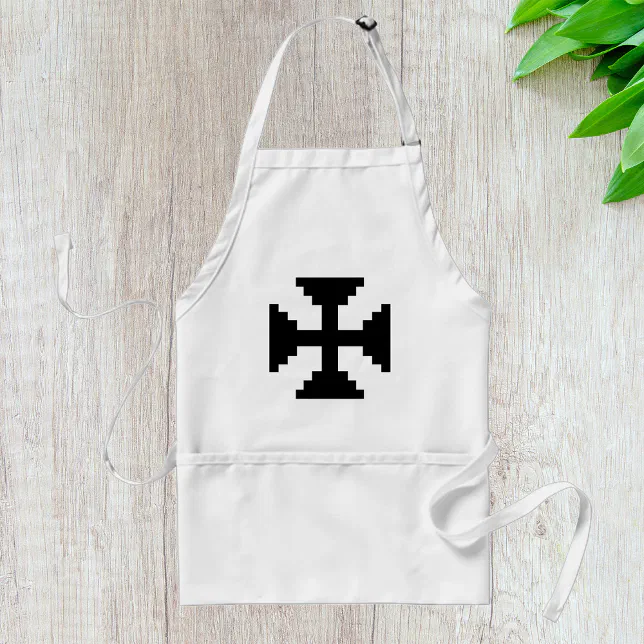 Pixel Art Black Cross Symbol Adult Apron | Zazzle