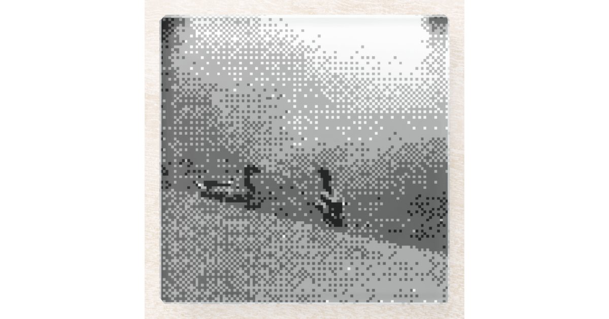 pixel art ducks glass coaster | Zazzle