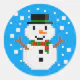 Pixel Art SNOWMAN Classic Round Sticker | Zazzle