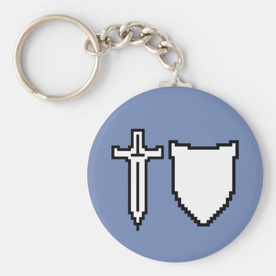 Pixel Art Sword and Shield Keychain | Zazzle.com