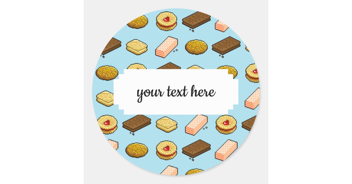Pixel Art Tasty Cookie Biscuit Pattern Classic Round Sticker | Zazzle