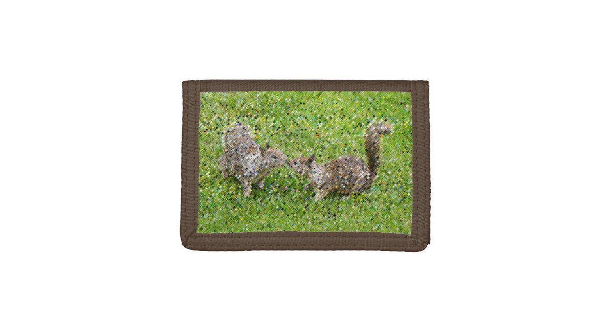 Pixel Art - Two Squirrels Trifold Wallet | Zazzle