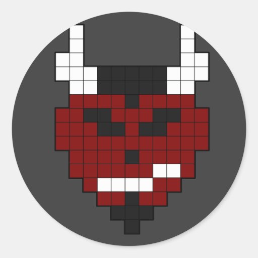 pixel devil classic round sticker | Zazzle