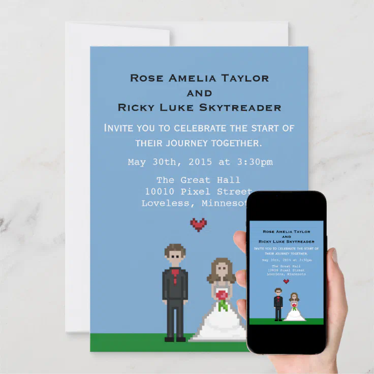 Pixel Gamer Bride & Groom Wedding Invite | Zazzle