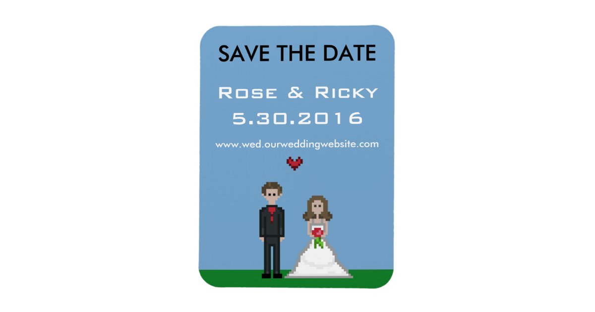 Pixel Gamer Save the Date Wedding Magnet | Zazzle