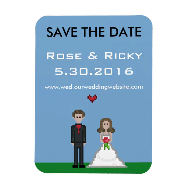 Pixel Gamer Save the Date Wedding Magnet | Zazzle