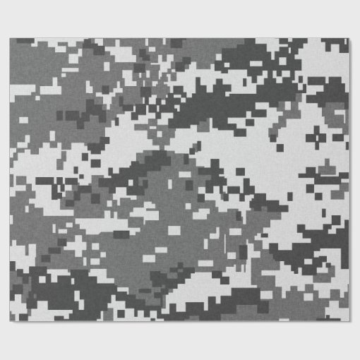 Pixel Grey Camouflage Wrapping Paper | Zazzle