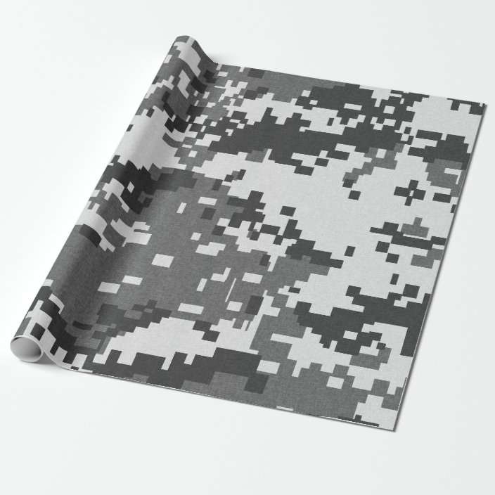Pixel Grey Camouflage Wrapping Paper | Zazzle