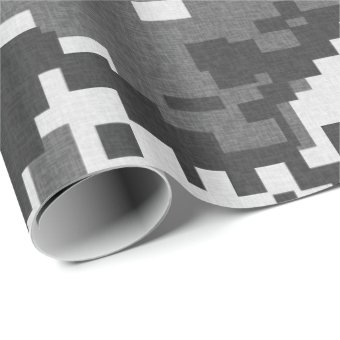 Pixel Grey Camouflage Wrapping Paper | Zazzle