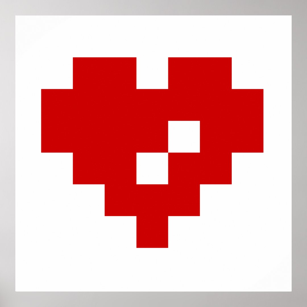 Pixel Heart 8 Bit Love Poster | Zazzle