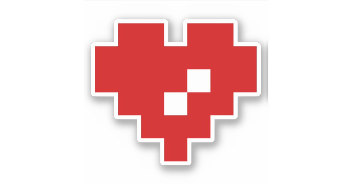 Pixel Heart 8 Bit Love Sticker | Zazzle