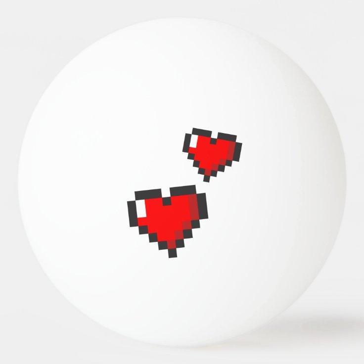 Pixel Heart Pattern Ping Pong Ball | Zazzle