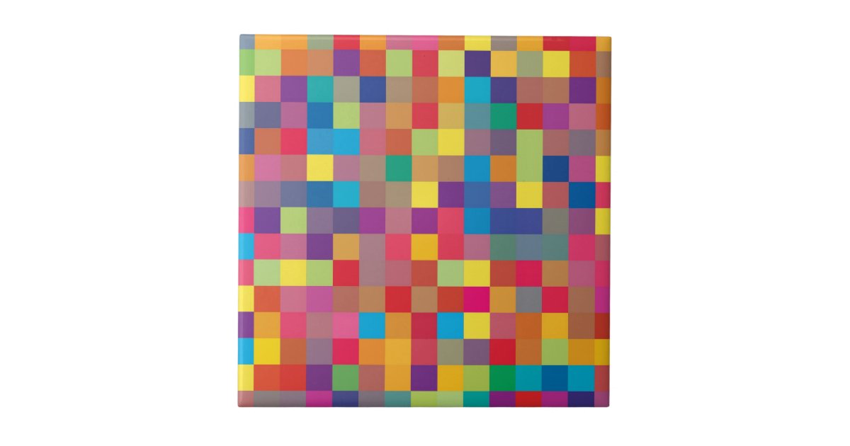 Pixel Rainbow Square Pattern Tile | Zazzle