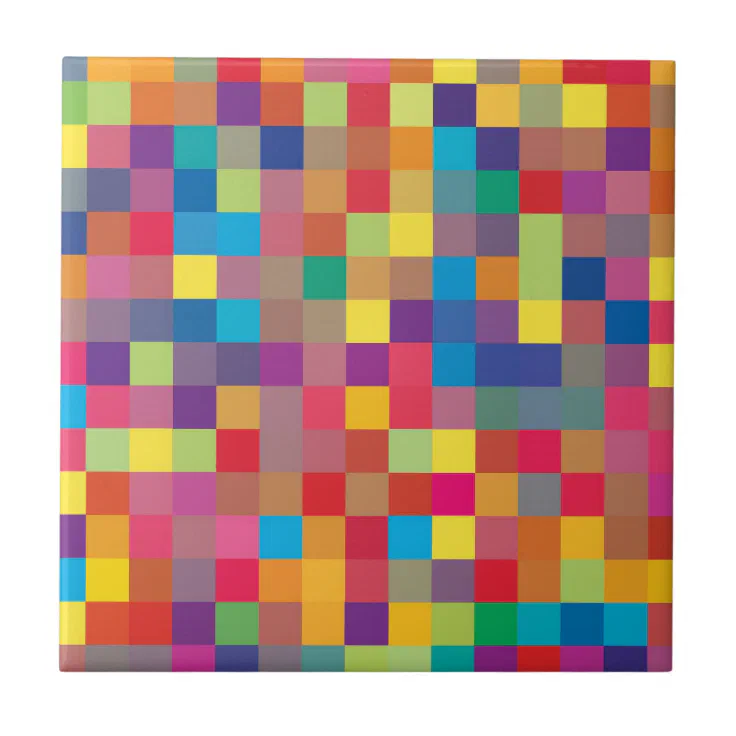 Pixel Rainbow Square Pattern Tile | Zazzle