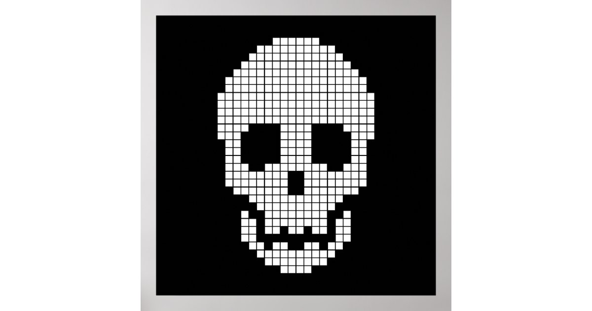 pixel skull poster | Zazzle