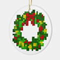 Pixel Wreath Ceramic Ornament | Zazzle