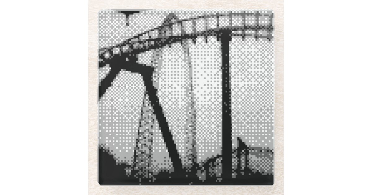 pixelated ride glass coaster | Zazzle