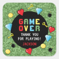 Pixels Arcade Game Over Kids Birthday Square Sticker | Zazzle