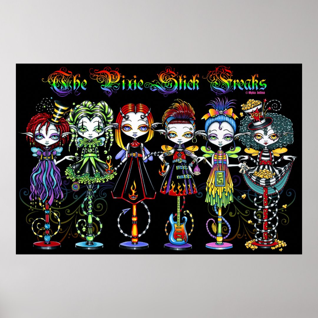 Pixie Stick Freaks Rainbow Sideshow Circus Fairies Poster | Zazzle