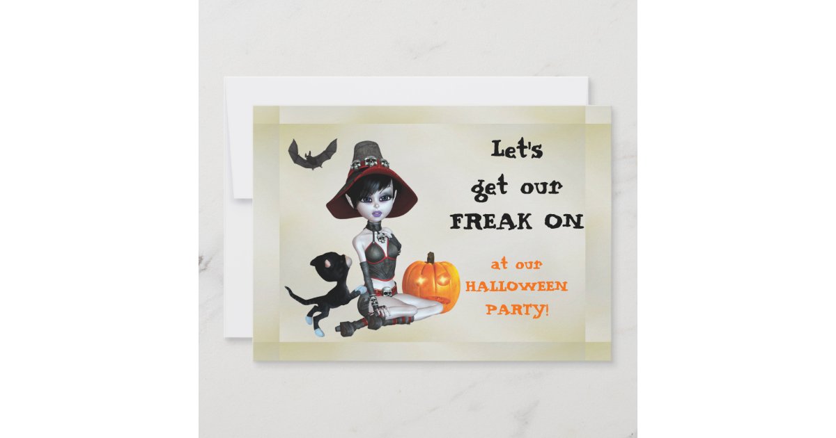 Pixie Witch Freak On Halloween Party Invitation | Zazzle