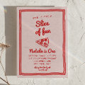 Pizza 1st Hand Drawn Slice Of Fun Photo Birthday Invitation | Zazzle