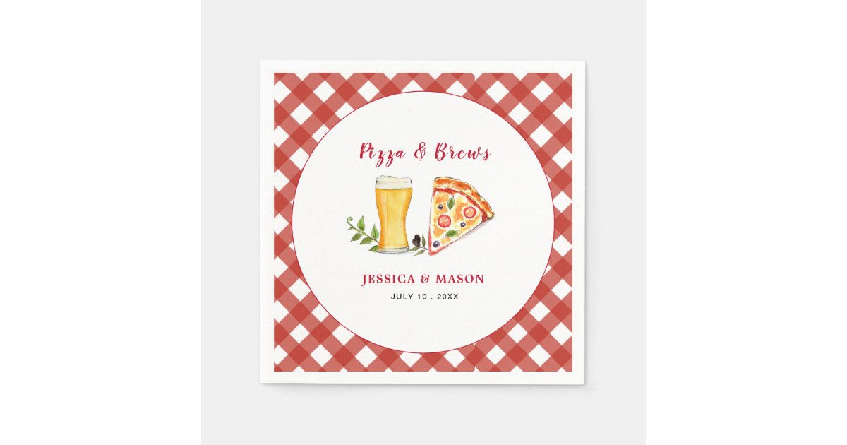 Pizza and Beer Casual Couples shower Napkins | Zazzle