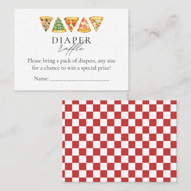 Pizza and Brews Co Ed Baby Shower Diaper Raffle Enclosure Card | Zazzle