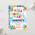 Pizza and Pool Party Swimming Birthday Invitation | Zazzle
