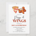 Pizza and Wings Chicken Wings Birthday Party Invitation | Zazzle