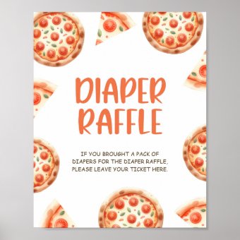 Pizza Baby Shower Diaper Raffle Sign | Zazzle