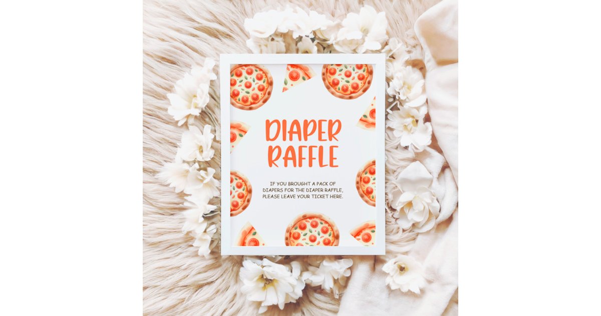 Pizza Baby Shower Diaper Raffle Sign | Zazzle