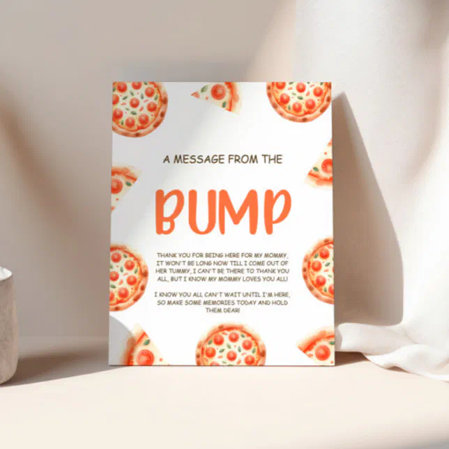 Pizza Baby Shower Message From The Bump Sign | Zazzle