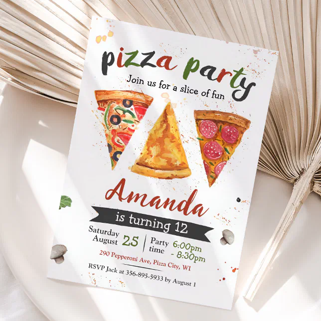 Pizza Birthday Invitation, Pizza Party Invitation | Zazzle