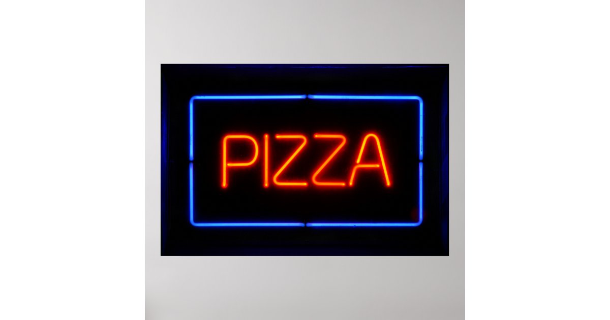 PIZZA Blue & Red Neon Sign | Zazzle