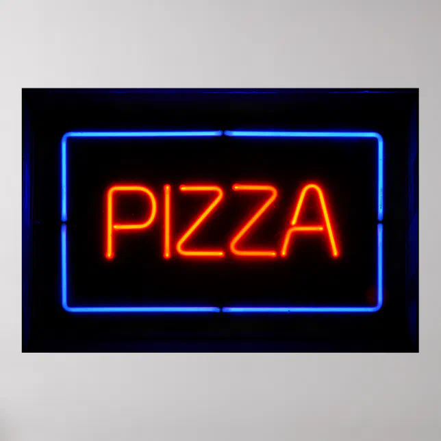 PIZZA Blue & Red Neon Sign | Zazzle