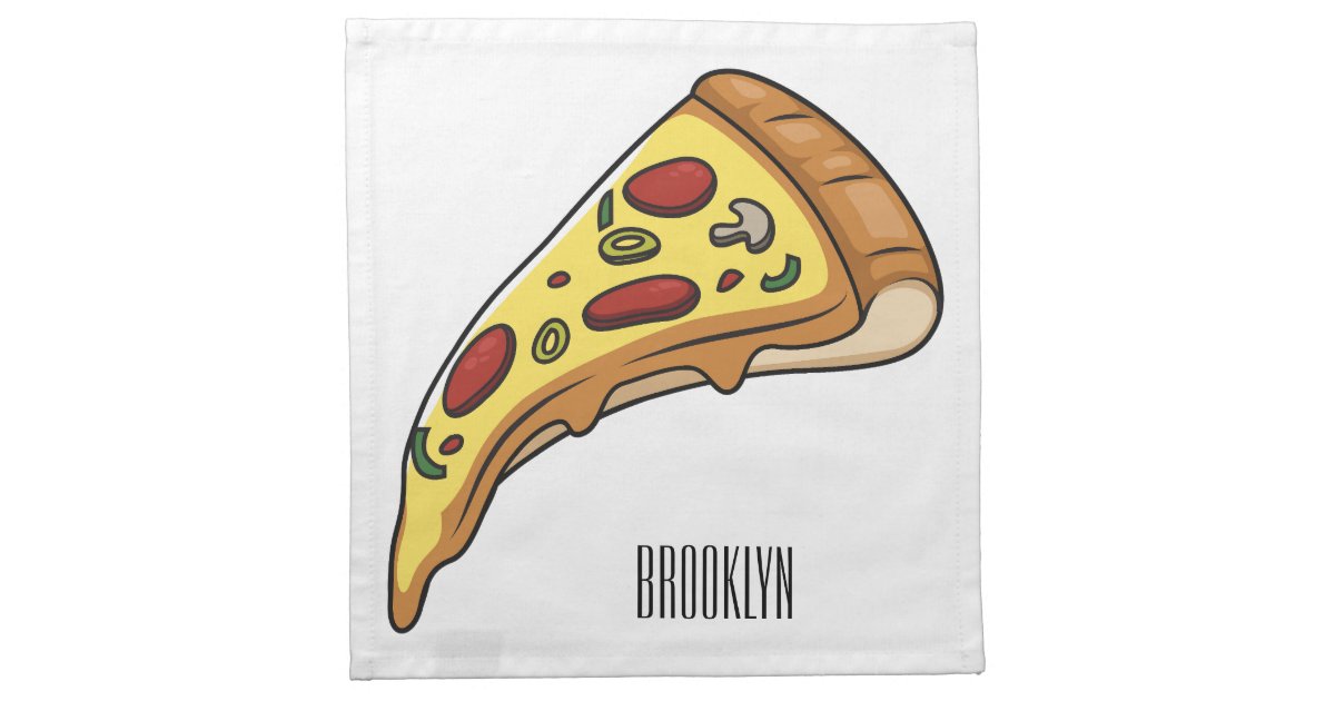 Pizza cartoon illustration cloth napkin | Zazzle