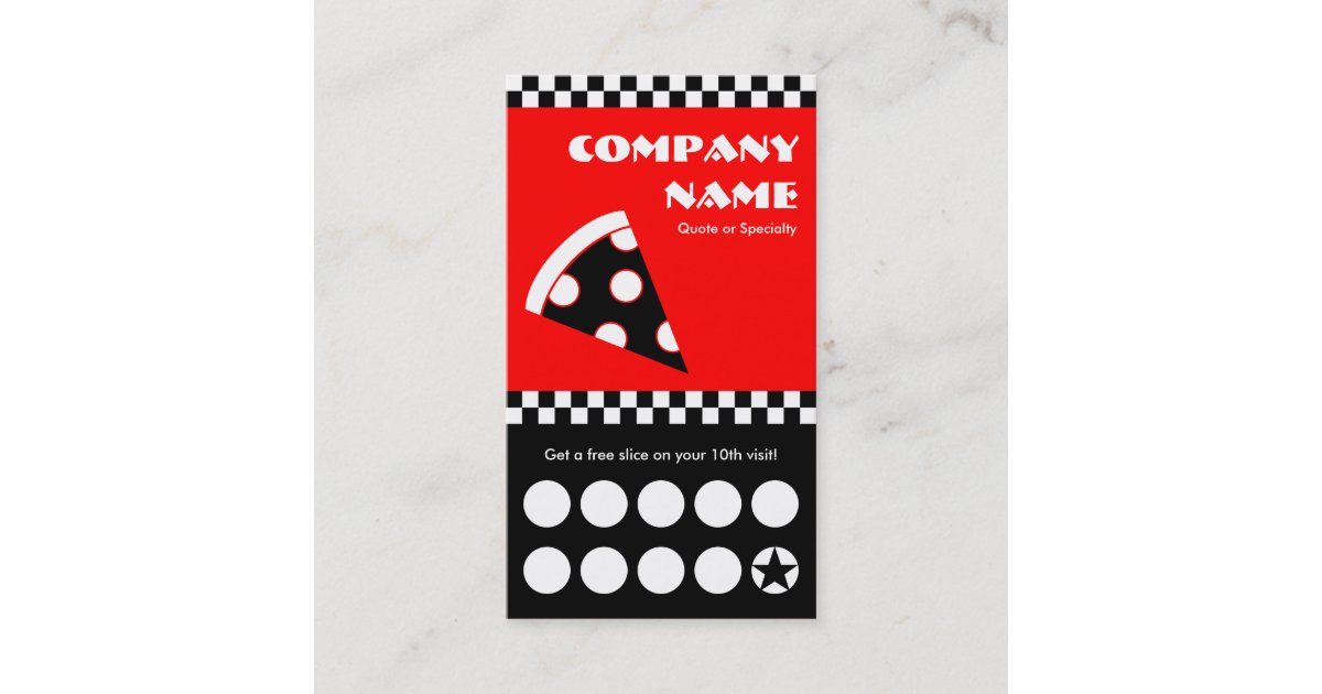 pizza checkers punchcard loyalty card | Zazzle.com