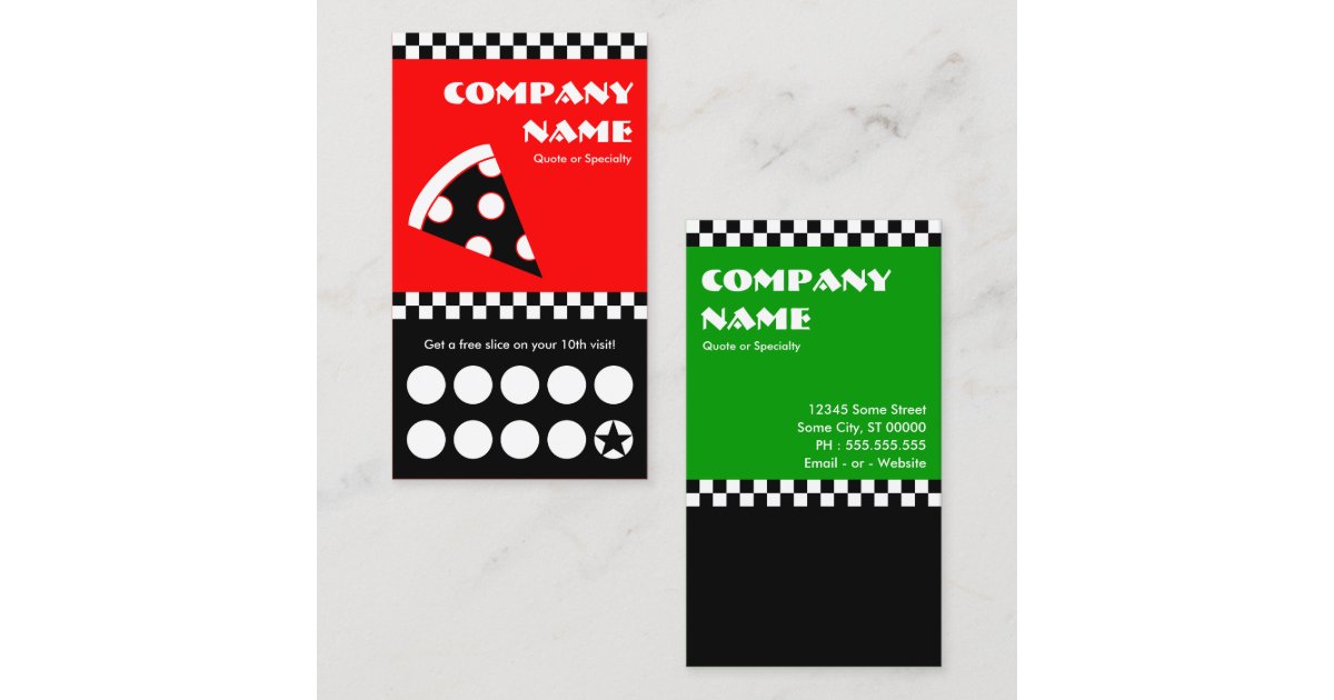 pizza checkers punchcard loyalty card | Zazzle