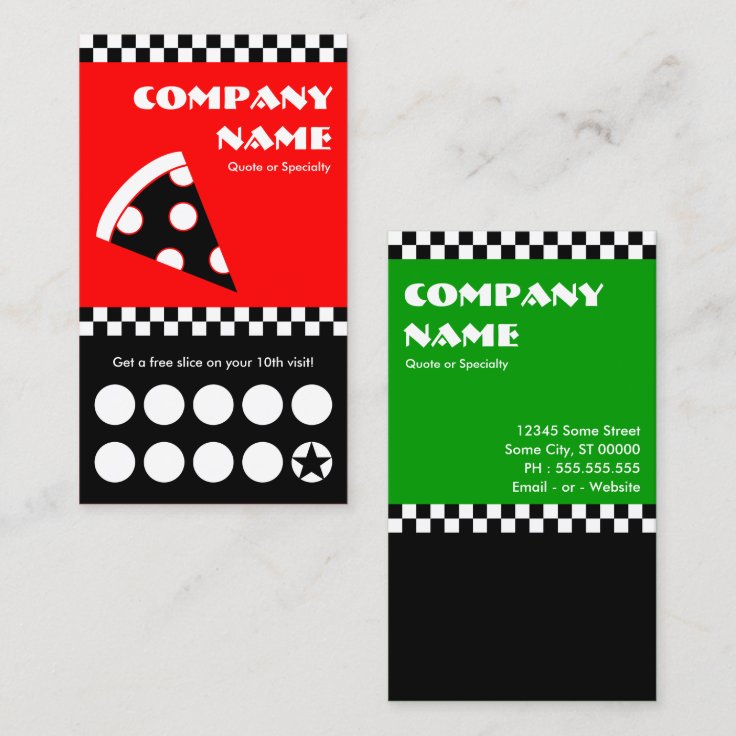 pizza checkers punchcard loyalty card | Zazzle
